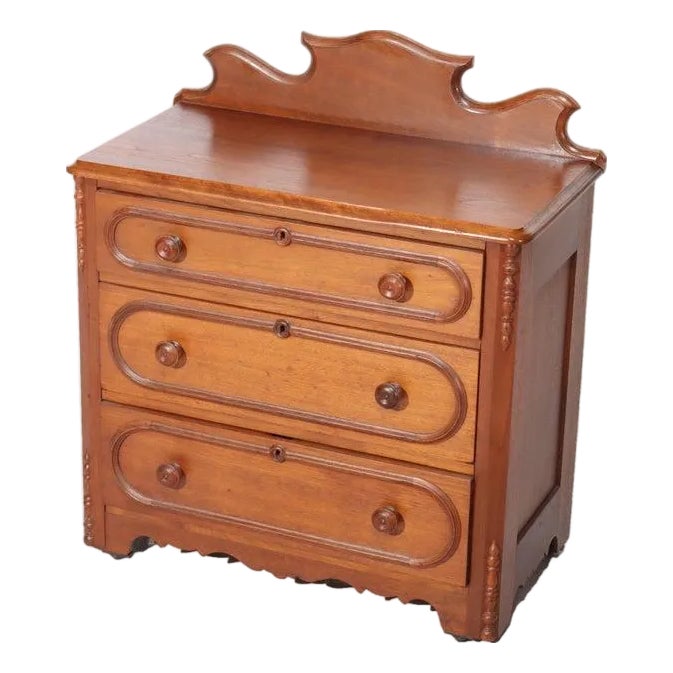 Antique Victorian Walnut Three Drawer Commode C1890 | Chairish