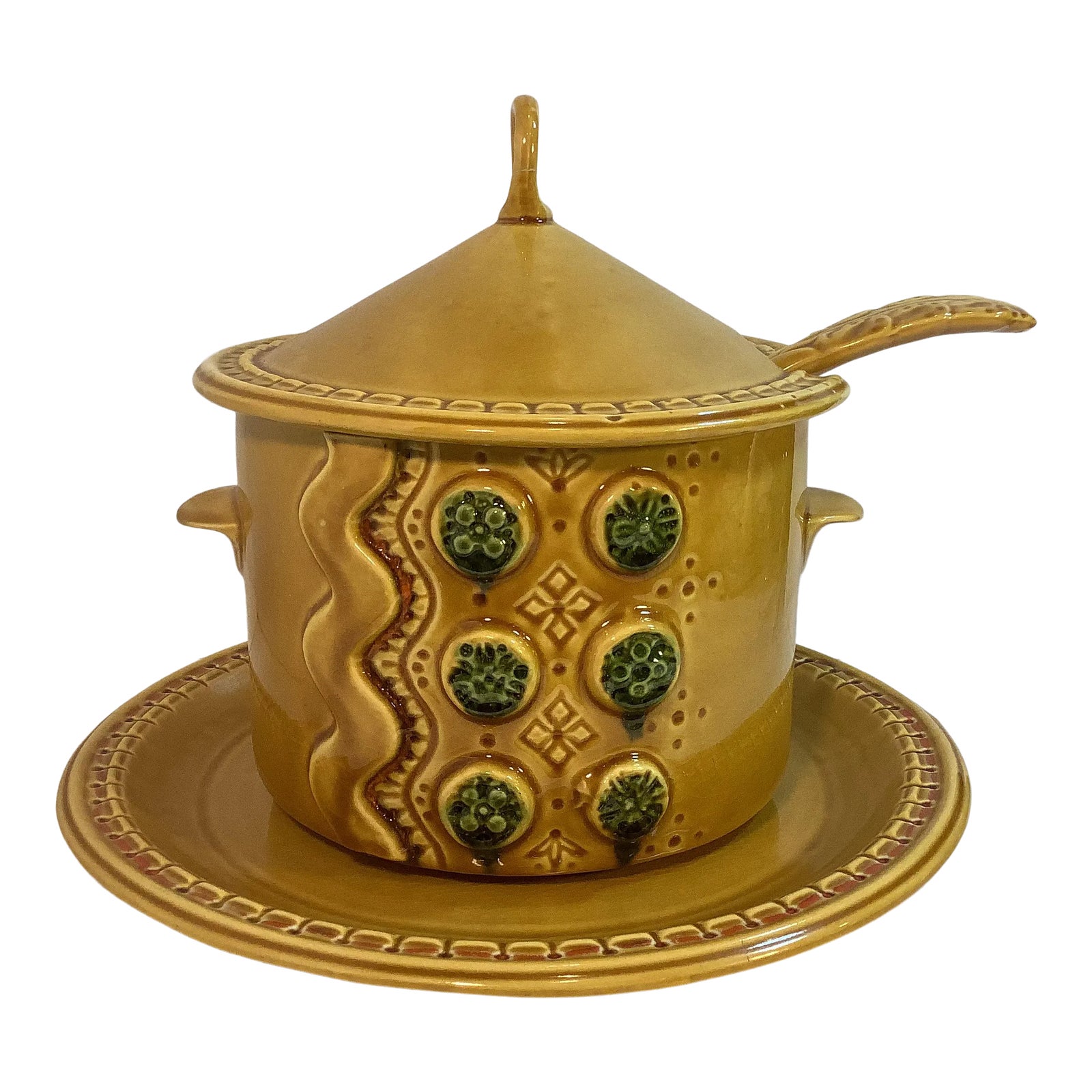 1960s Italian Ceramic Soup Tureen With Under Plate & Ladle- 3 Pieces ...