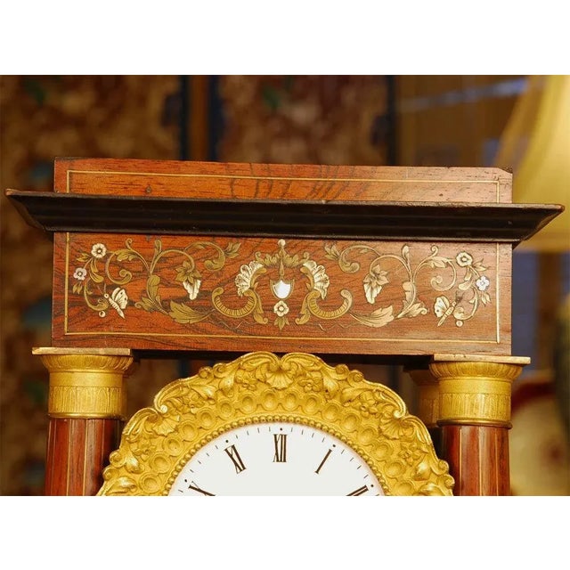 French Portico Clock in Tulipwood With Inlays of Mother-Of-Pearl and ...