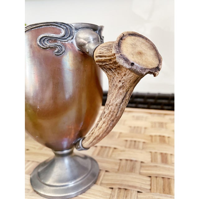 Antique Copper and Pewter Antler Handle Trophy Cup | Chairish