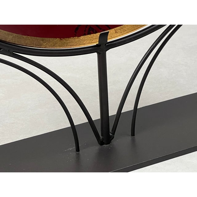 Asian Inspired Ceramic Plate + Iron Stand | Chairish