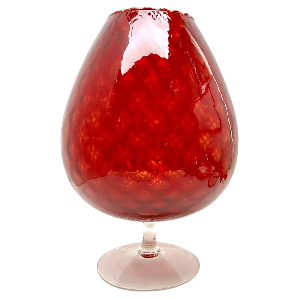 Vintage Italian Red Opaline Vase, 1960s | Chairish