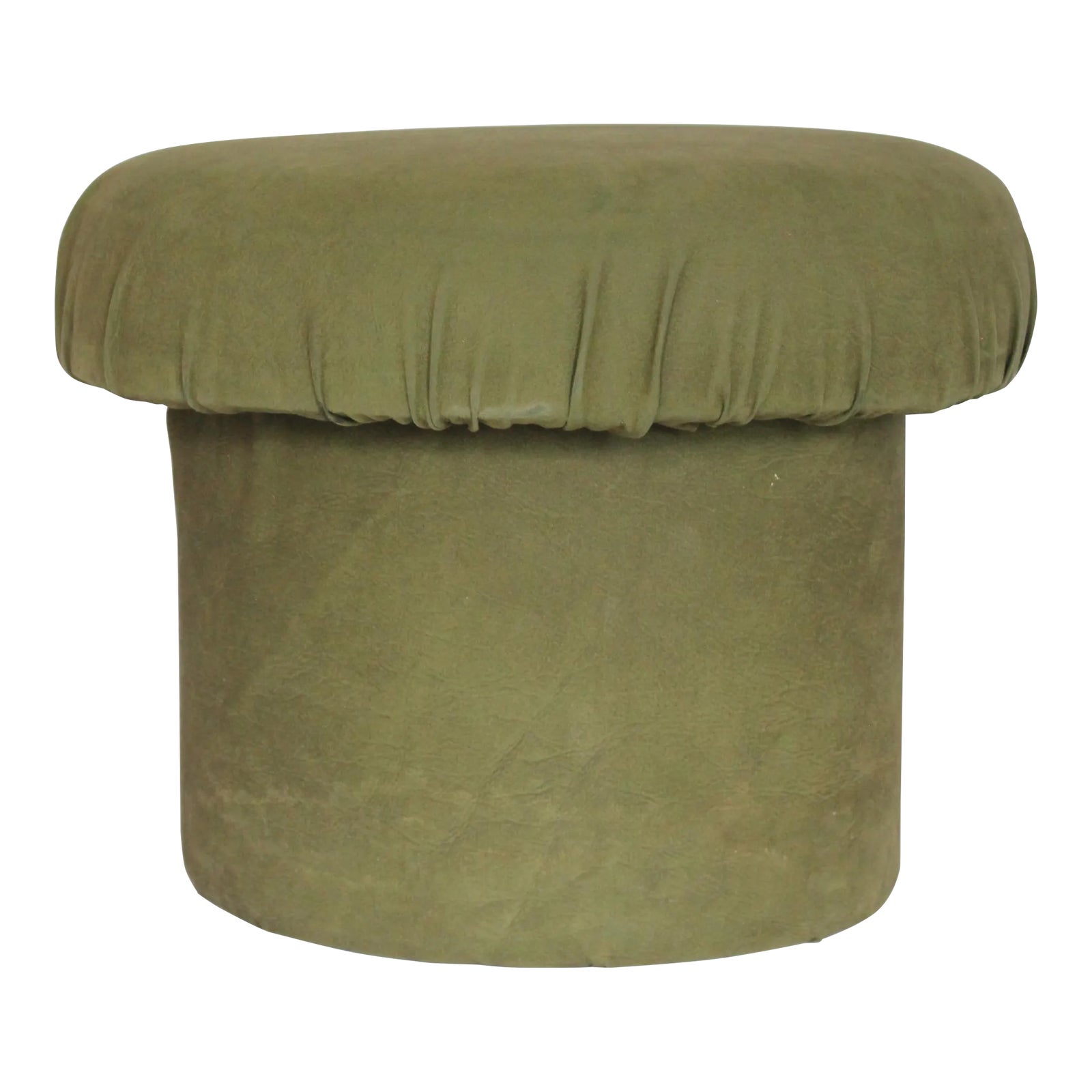 Vintage Olive Green Mushroom Stool | Chairish