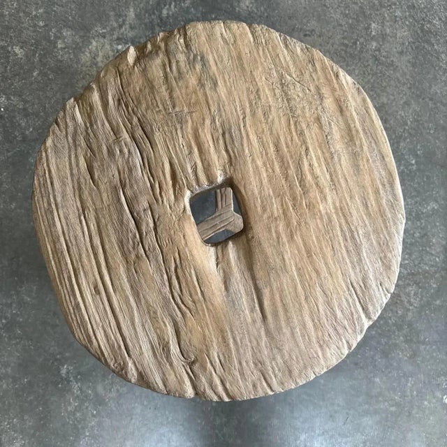 Elm Wood Side Table | Chairish