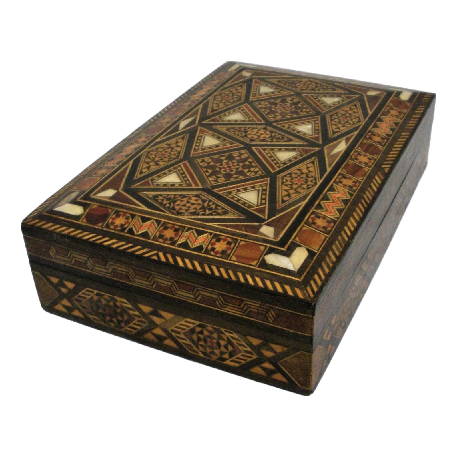 Early 20th Century Vintage Persian Khatam Handmade Inlaid Wooden Box ...
