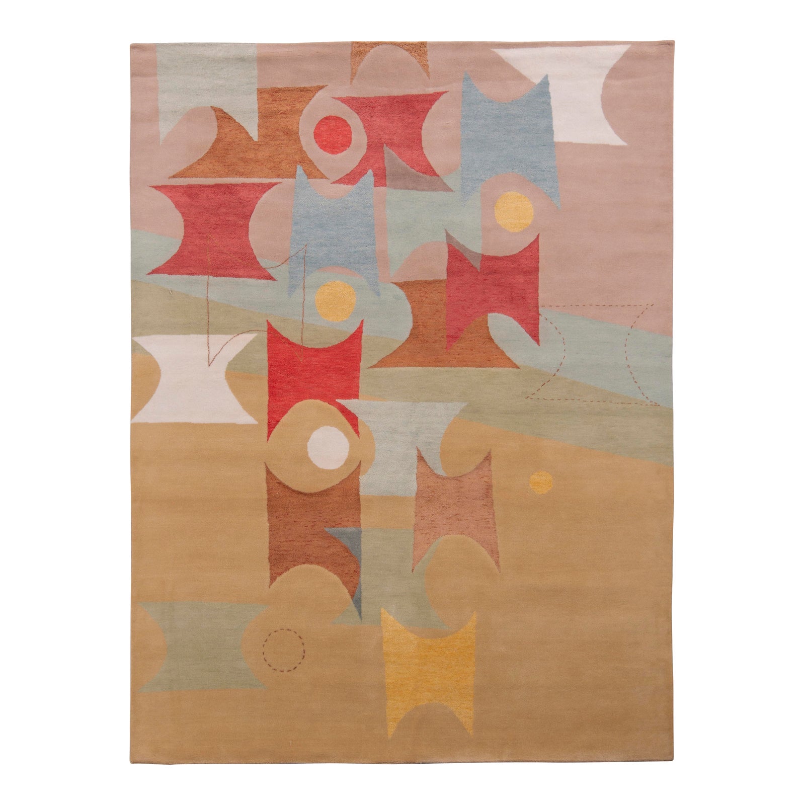 Rug & Kilim’s Mid-Century Modern Rug in Beige-Brown Geometric Pattern ...