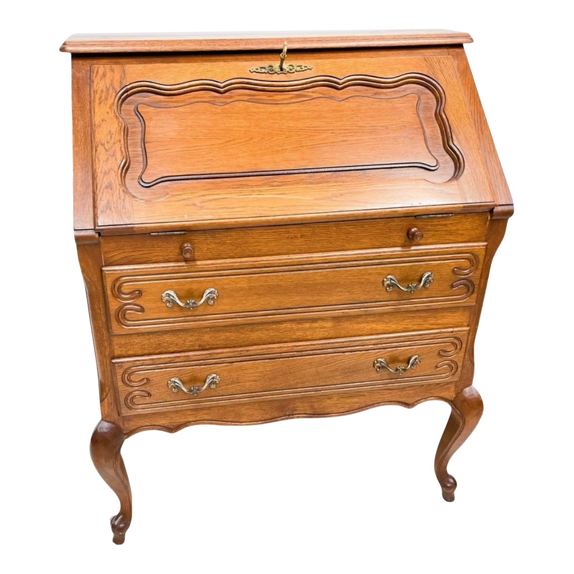 Antique French Country Secretary Desk With Drawers | Chairish