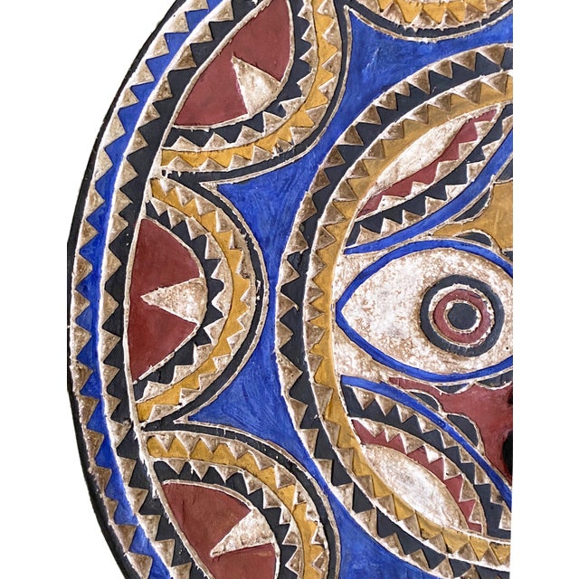 African Bwa Sun Mask Blue and Red Burkina Faso | Chairish