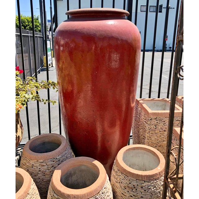 Red Ceramic Garden Urn | Chairish