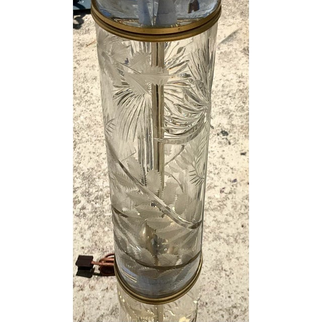 Vintage Signed Geyer Dresden Cut Crystal and Brass Dual Socket Floor ...