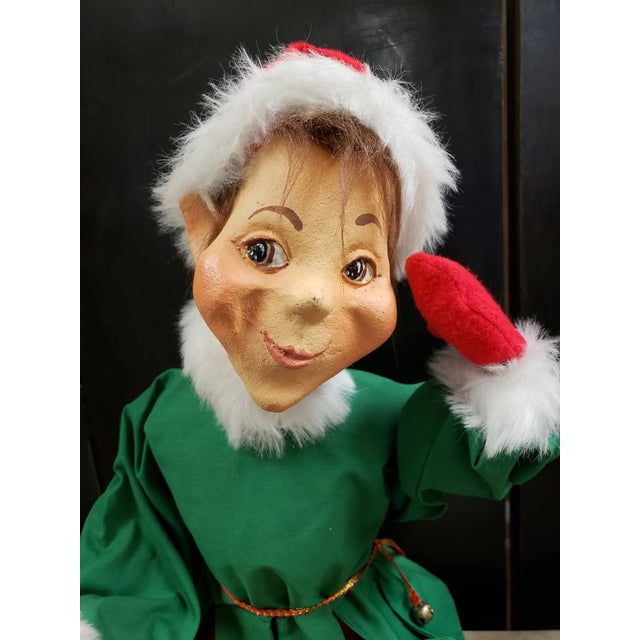 Large Vintage Window Display Bloomingdale's Sitting Santa Elf | Chairish