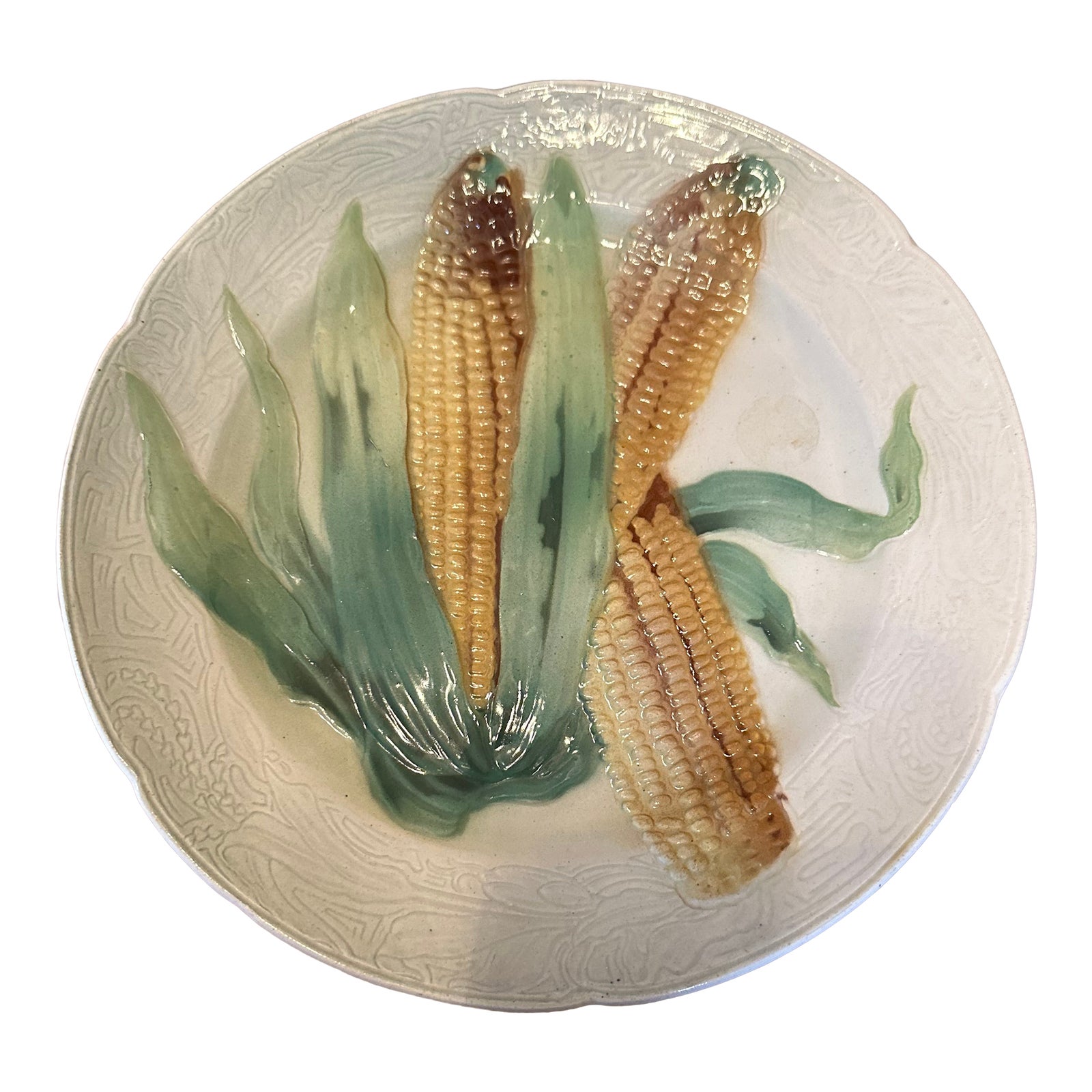 Antique St. Clement K & G French Majolica Corn Plate, Circa 1890s ...