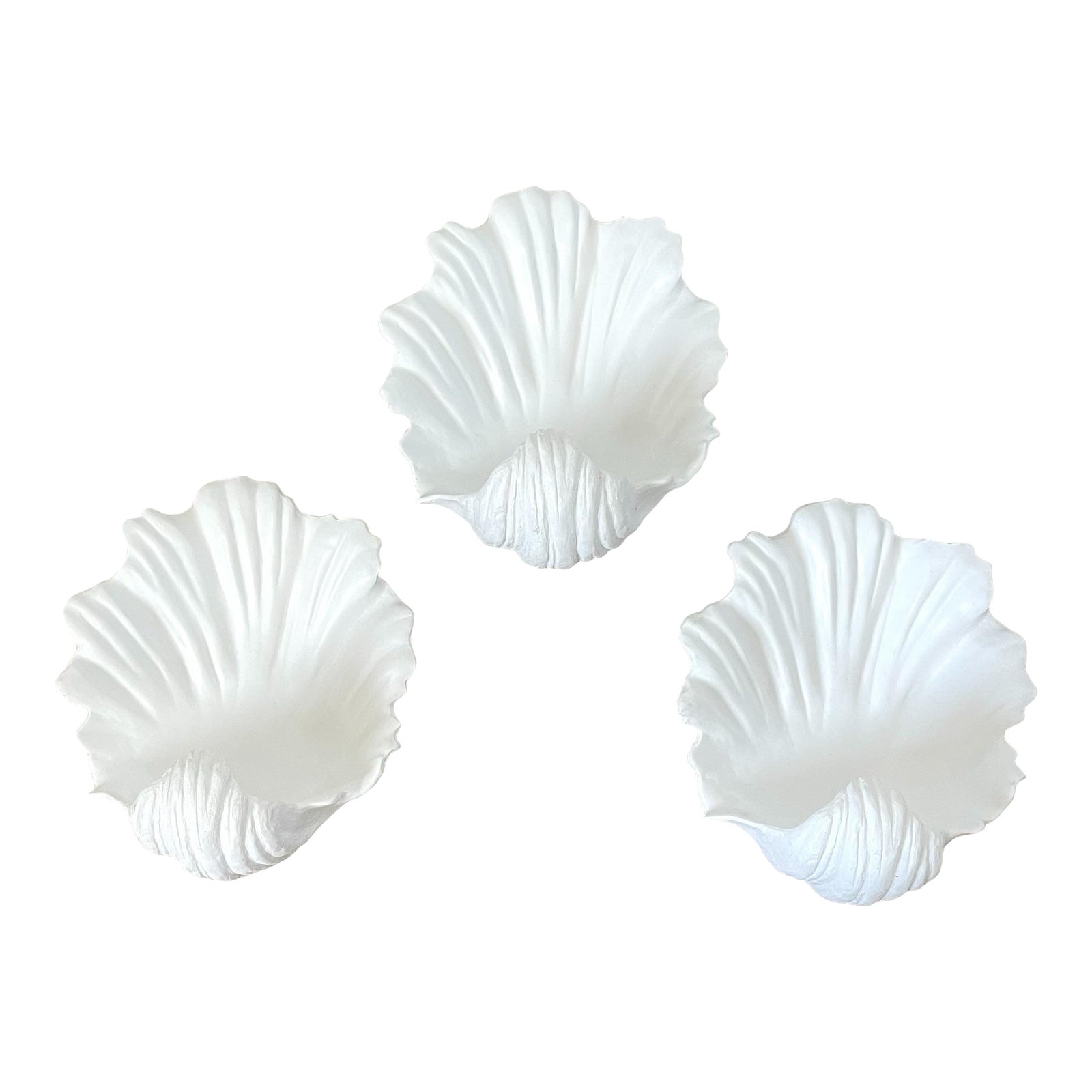 Architectural White Plaster Shell Candle Wall Sconces. Set of 3. 12x10 ...