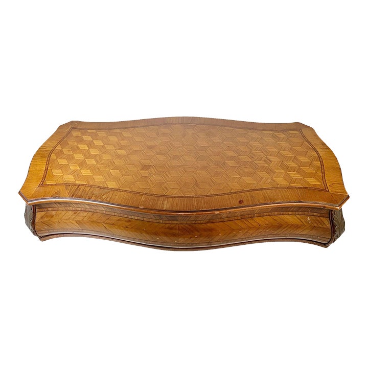French Marquetry Wood Plateau With Carved Serpentine Front and Sides ...