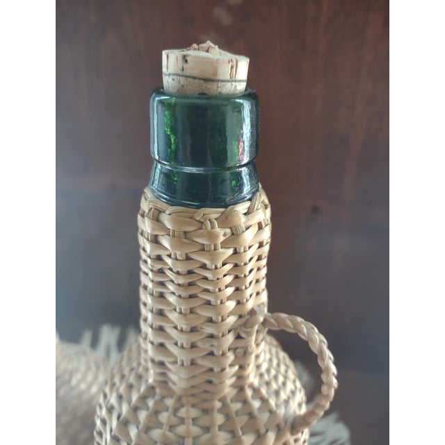 Pair of Vintage Wicker Bottles With Handles | Chairish