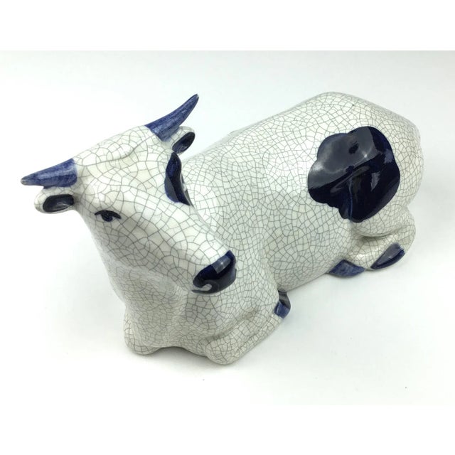 Vintage Hand Fired Artisan Pottery Cow From the Manger | Chairish