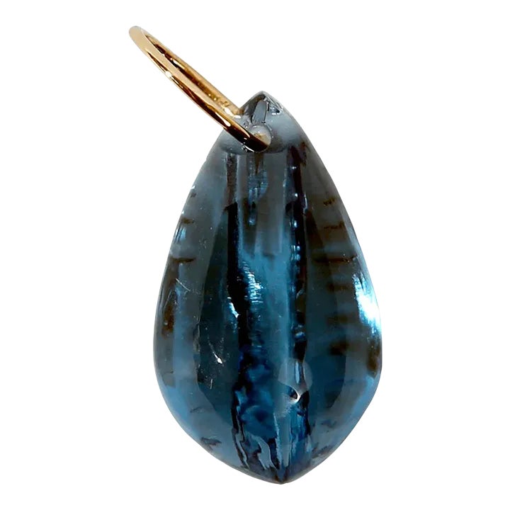Cowrie Shell Pendant London Blue Quartz | Chairish
