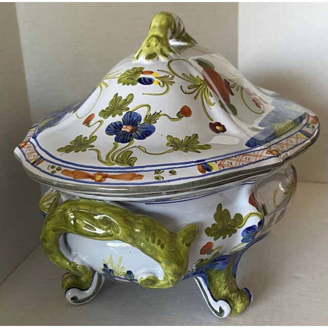 Italian Garofano Carnation Faience Style Large Tureen | Chairish