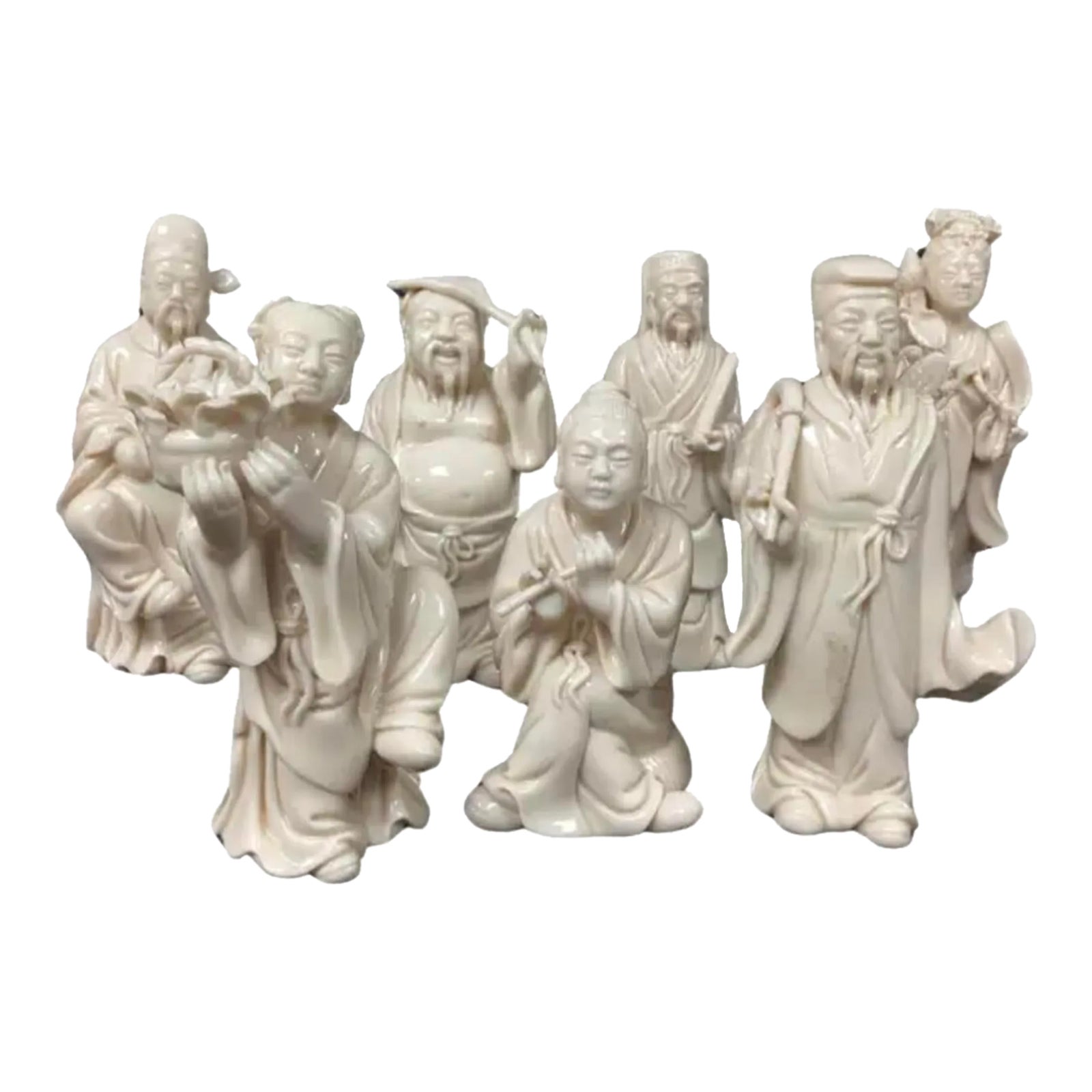 Blanc De Chine Chinese Figures, Set of Seven | Chairish