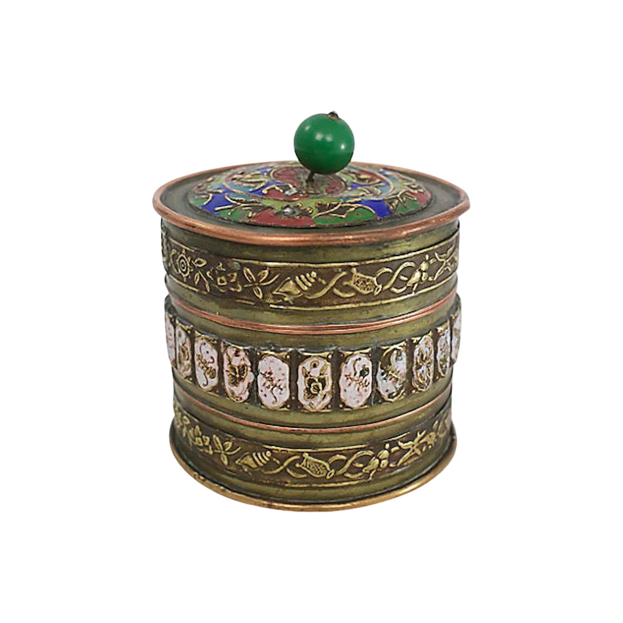1930s Chinese Brass Enameled Box | Chairish