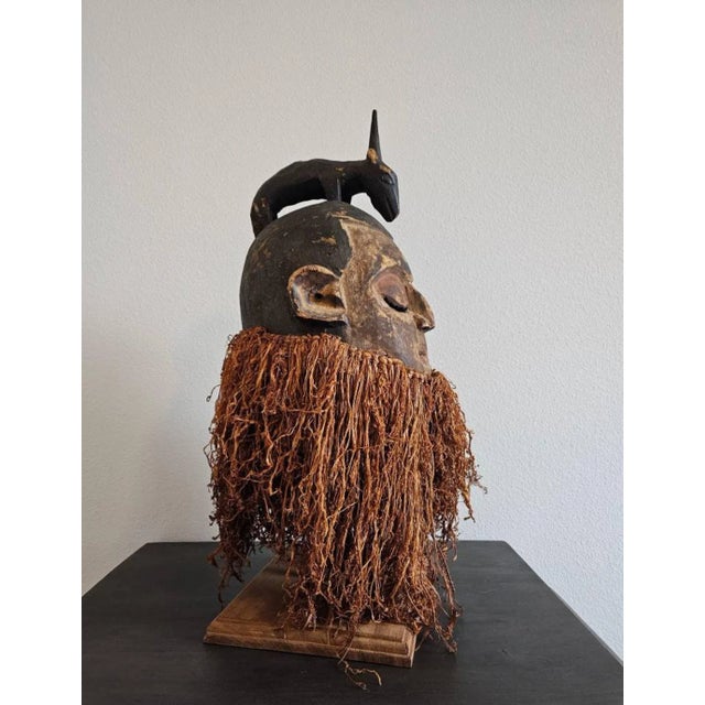 Antique African Tribal Carved Hemba Helmet Mask, Suku Peoples, Congo ...