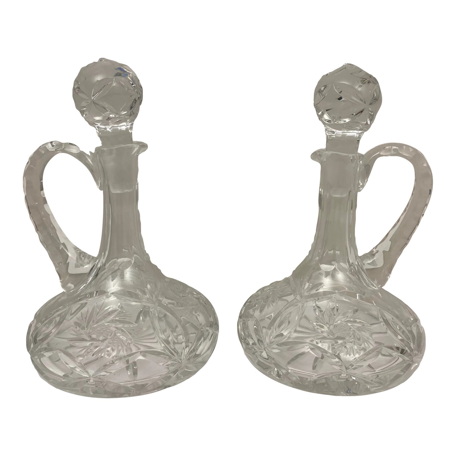 Antique French Crystal Cruet Set, Oil & Vinegar Service | Chairish