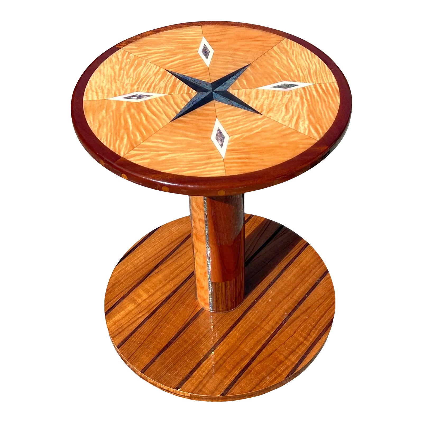 1970s Artisan Crafted Specimen Compass Table | Chairish