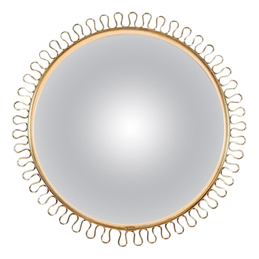 Mid-Century Modern Round Brass Mirror with Wavy Frame by Gio Ponti ...