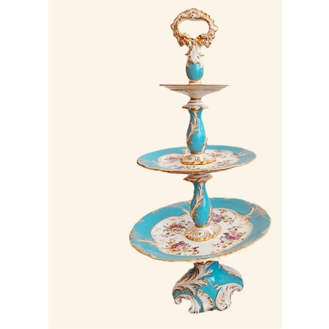 19th Century Old Paris Porcelain Tiered Stand | Chairish