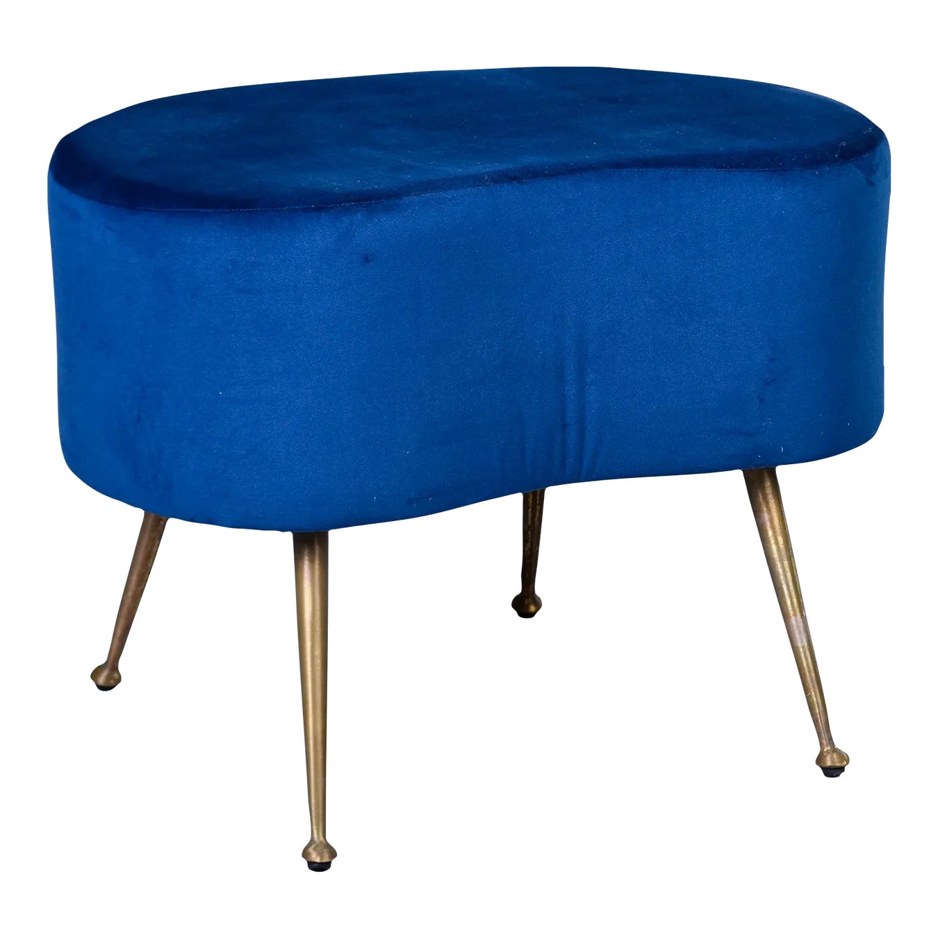 Italian Mid Century Blue Kidney Shaped Stool | Chairish