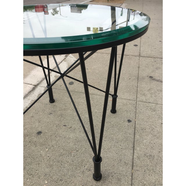 1970s Post Modern Glass Top Round Metal Side Table | Chairish