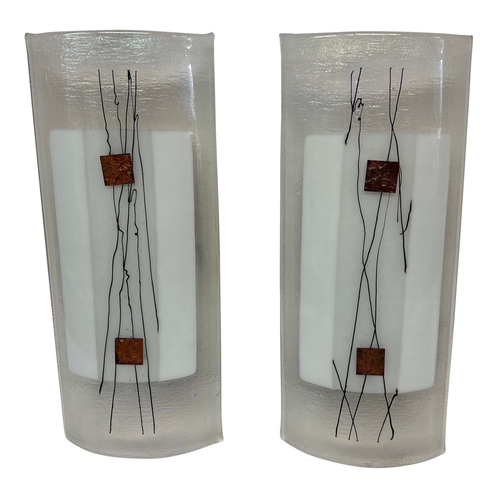 Morrison Lighting Floating Meridien Art Glass Sconces, a Pair | Chairish
