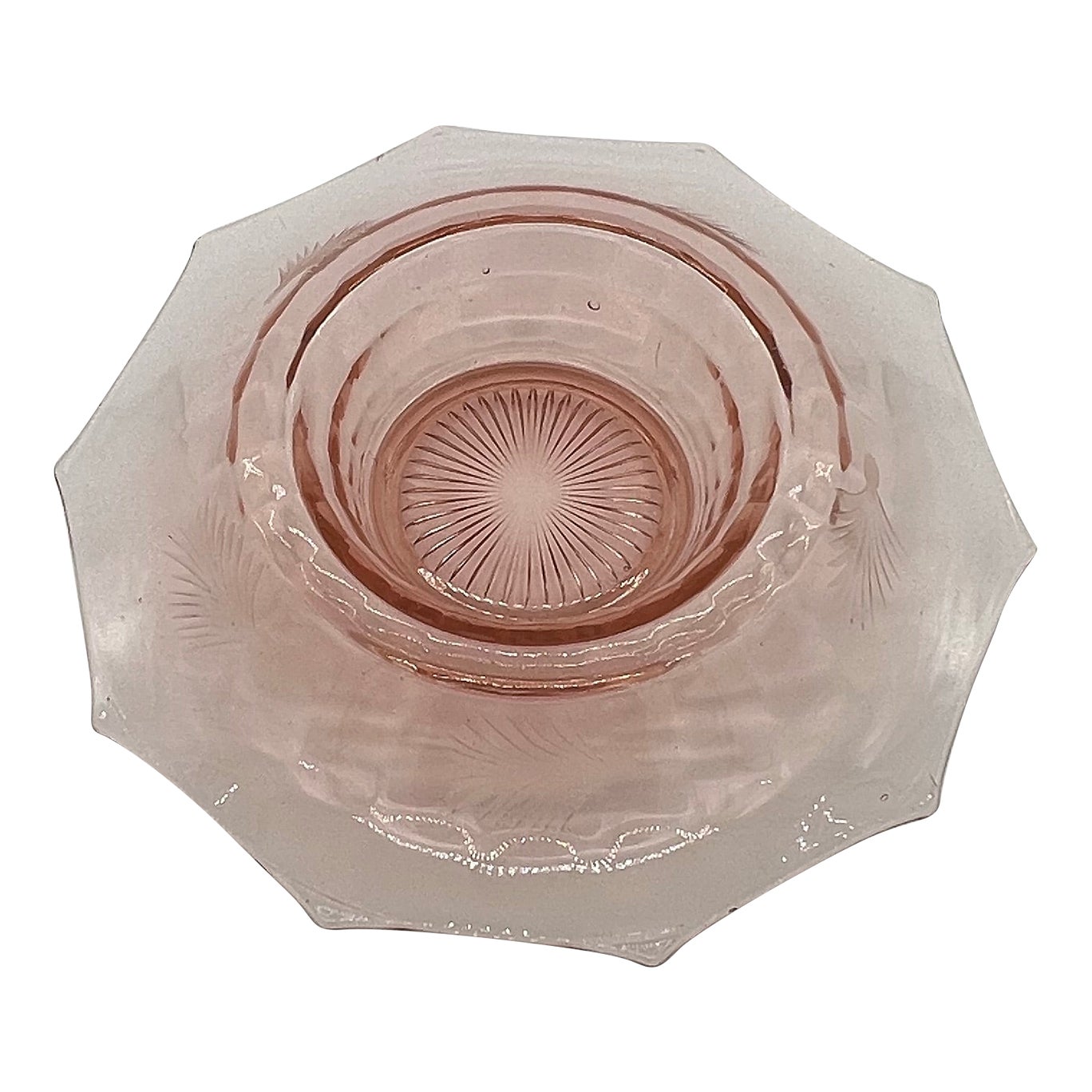 Antique Cambridge Pink Decagon 10 Sided Rolled Edge 14” Centerpiece ...