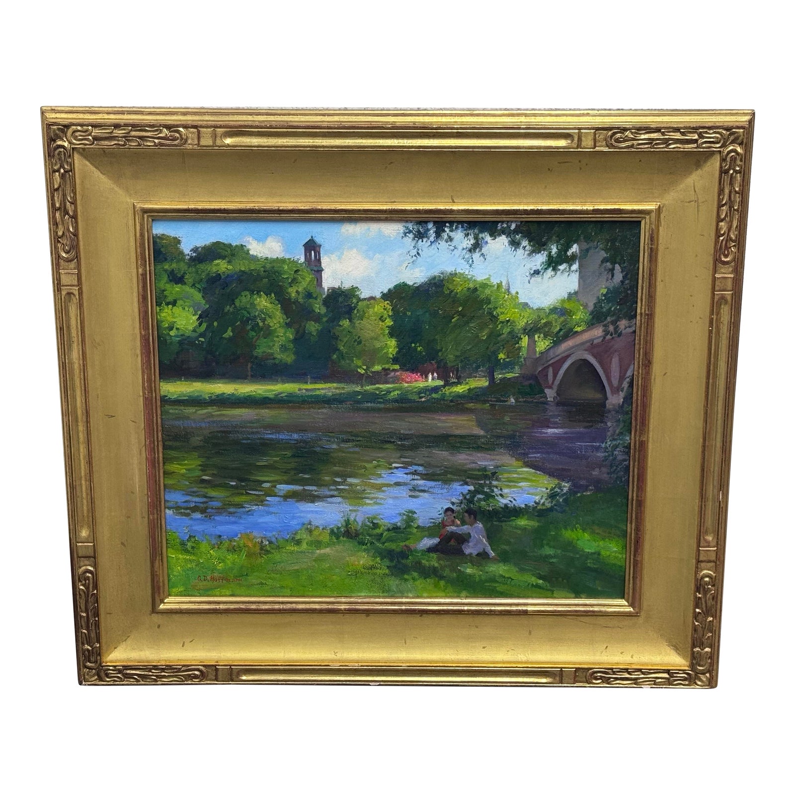 Circa 2002 Gary David Hoffmann "By the Charles River" Oil on Canvas ...