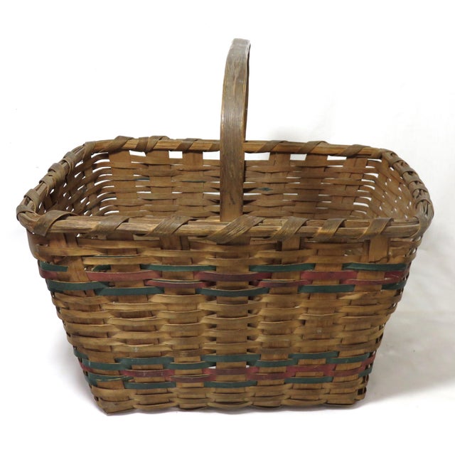 Antique Rustic American Primitive Hand Woven Basket | Chairish