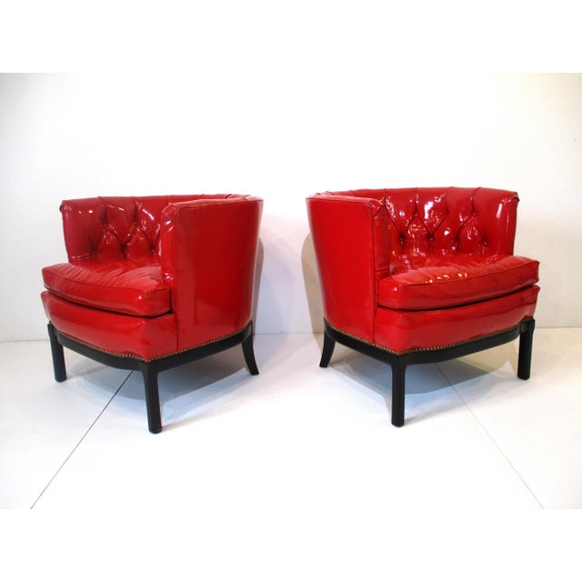 Mid Century Liquid Red Club Chairs by Erwin Lambeth | Chairish
