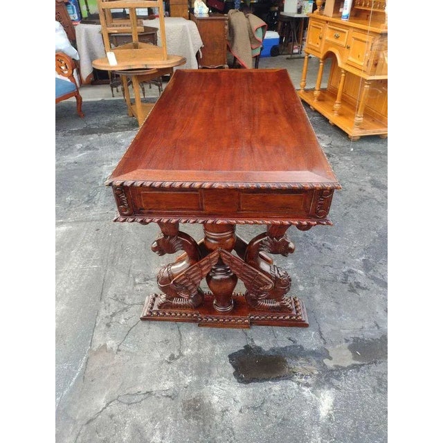 Stunning Hand Carved Double Eagle Executive / Writing Desk | Chairish