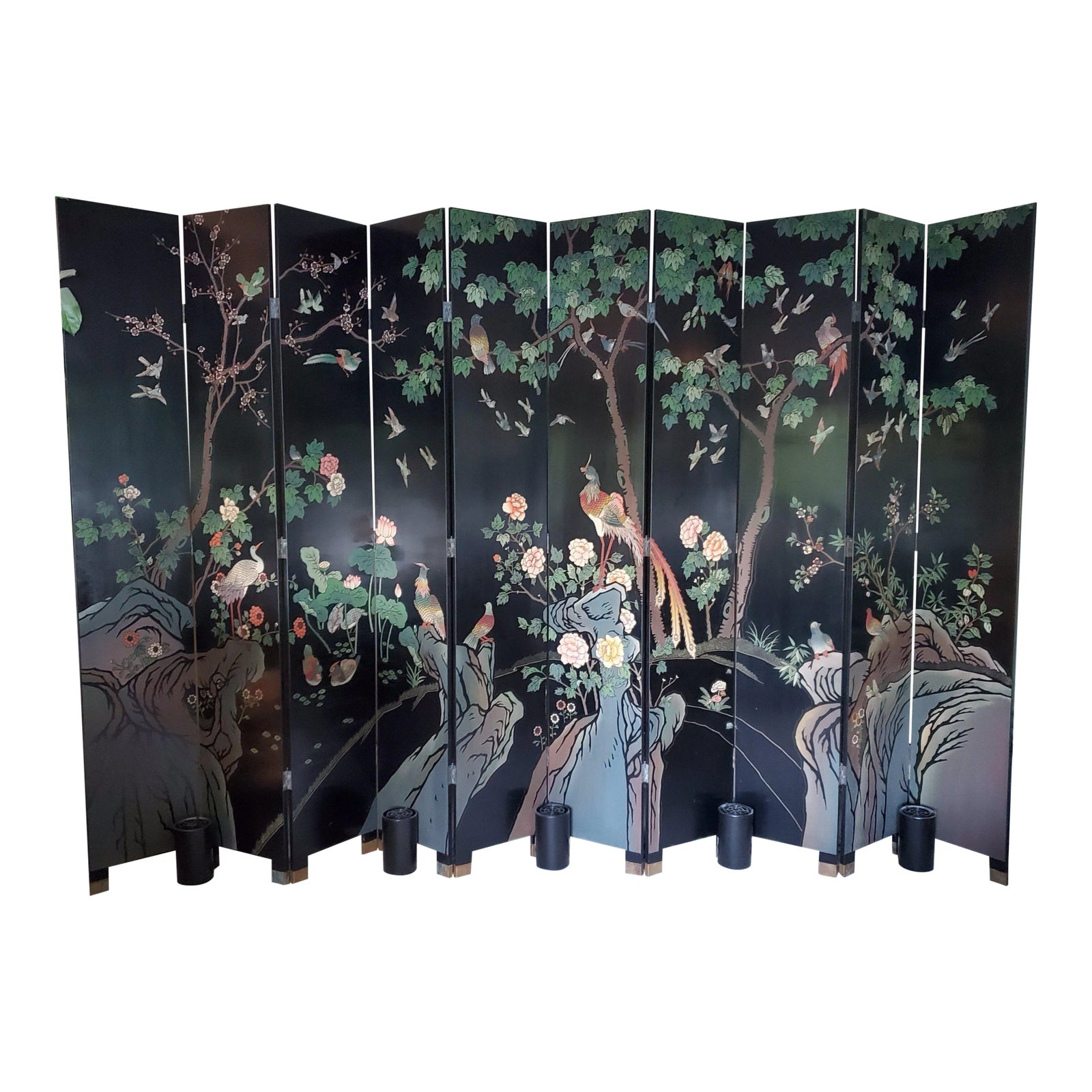 1980s Chinese Style 10 Panel Coromandel Screen | Chairish
