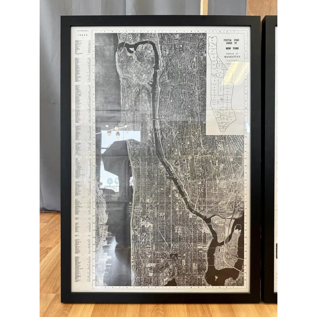 Pair of Monumental National Air Map Company Manhattan Aerial Photo Maps ...