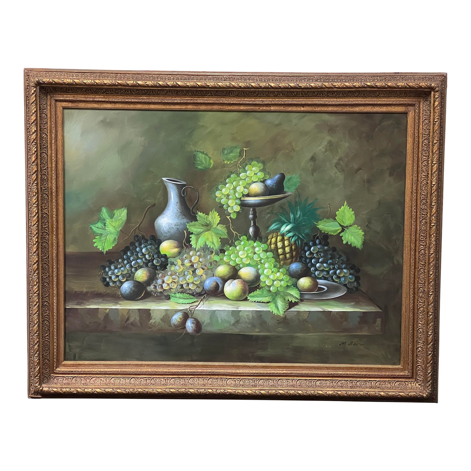 20th Century M. Aaron Large Scale Still Life Oil Painting | Chairish