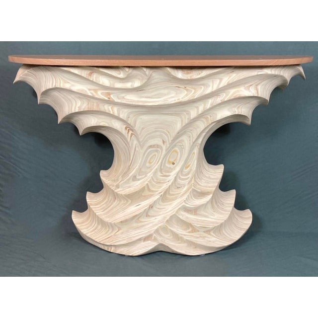 Stylized Carved Organic Modern Console Table | Chairish