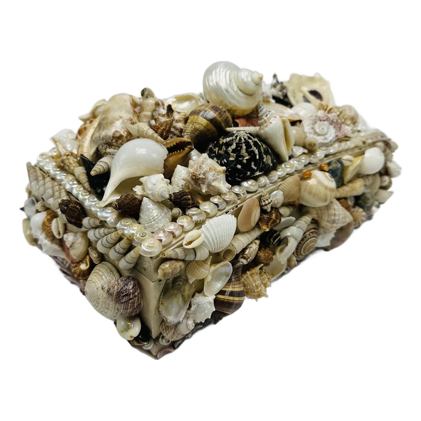 Vintage Shell Covered Jewelry Box | Chairish