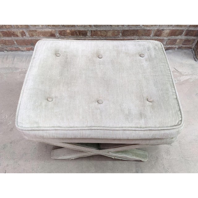 1980s Hollywood Regency Style X Base Velvet Ottoman | Chairish
