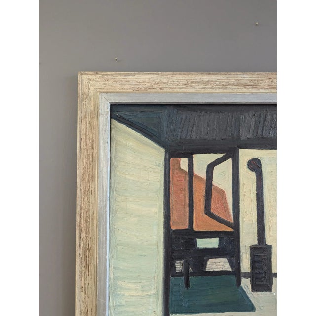 Mid-Century Modern 'Spaces Between' Vintage Original Interior Oil ...