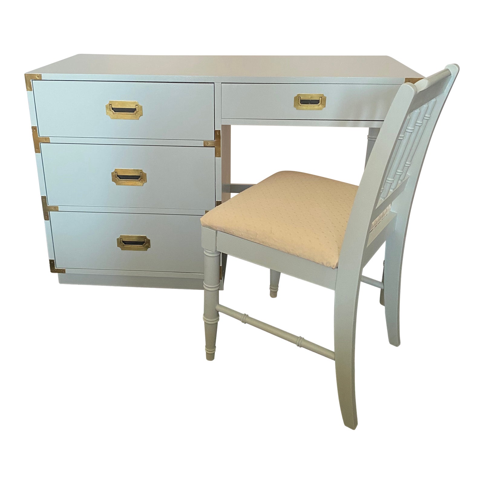1970s Light Blue Vintage Dixie Furniture Campaigner Campaign Desk and ...