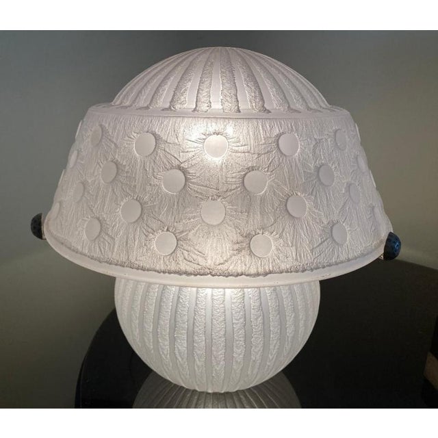 1925 Acid - Etched Glass and Wrought Iron Table Lamp | Chairish