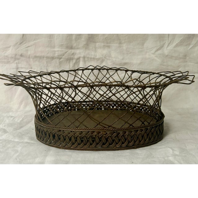 Late 20th Century Large Vintage French Wire Metal Basket Planter | Chairish