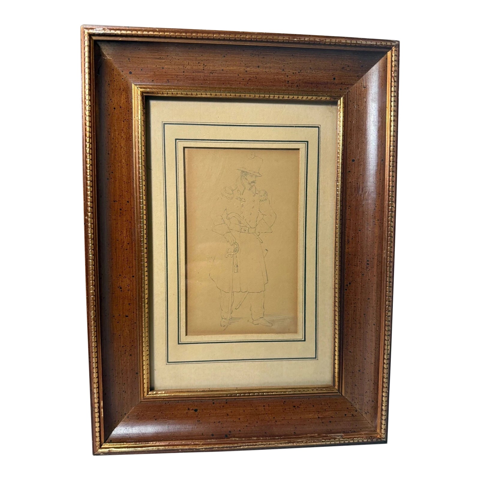 Antique 1830 French Military Portrait of Man in Uniform Armed Drawing ...