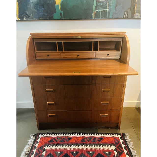Mid Century Scandinavian Roll Top Desk by Ostergaard Swedish | Chairish