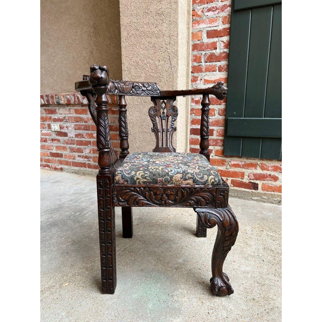 19th Century Antique English Corner Arm Chair Carved Oak Renaissance ...